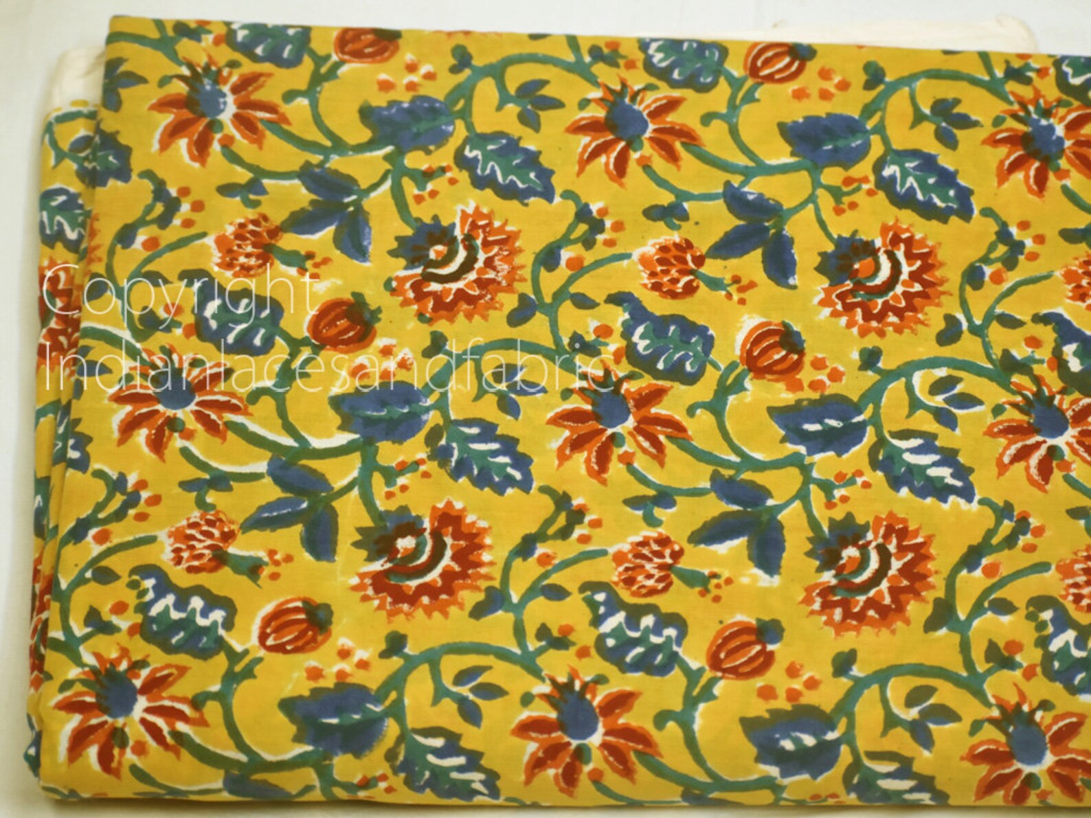 Indian Yellow Block Print Soft Cotton Fabric Hand Stamp - Etsy