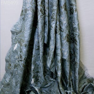 Grey Embroidered Fabric by the Yard Sewing DIY Crafting Indian ...