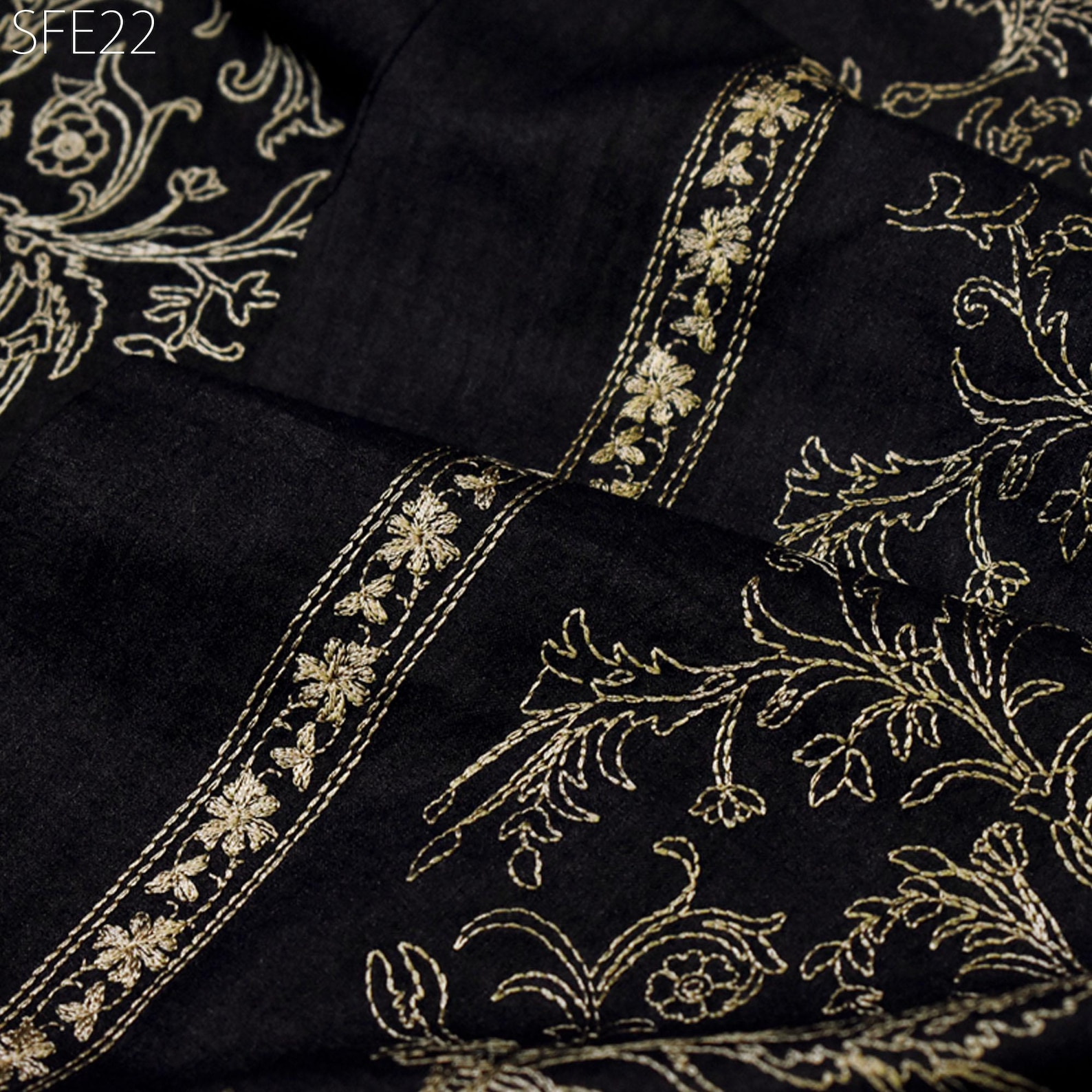 Pure Tussar Silk Embroidered Fabric by the Yard Indian Embroidery Raw ...