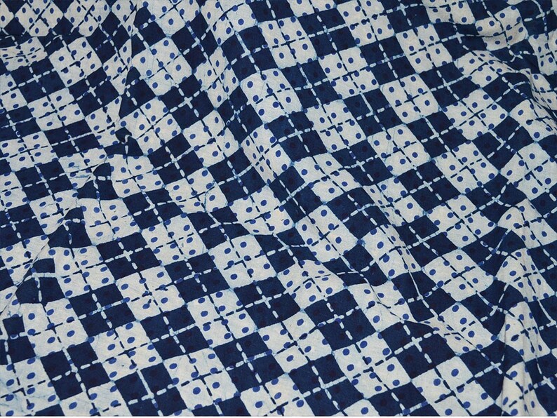Geometric Indigo Blue Indian Hand Block Printed Quilting | Etsy