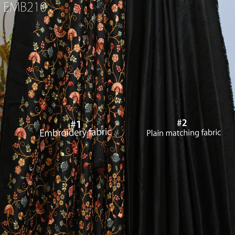 Indian Embroidered Fabric by the Yard Sewing DIY Crafting Embroidery ...