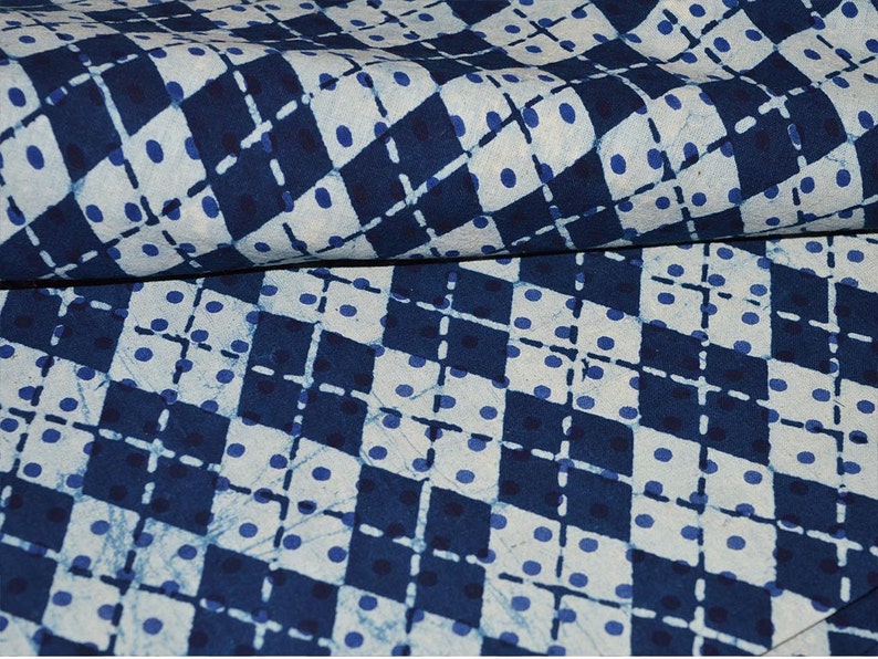 Geometric Indigo Blue Indian Hand Block Printed Quilting | Etsy