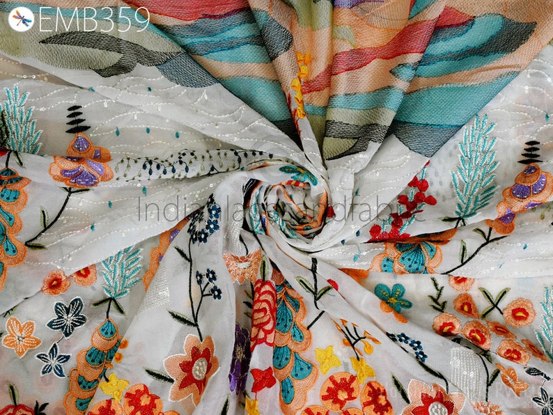 52'' Indian Embroidered Fabric by the Yard Multicolor - Etsy