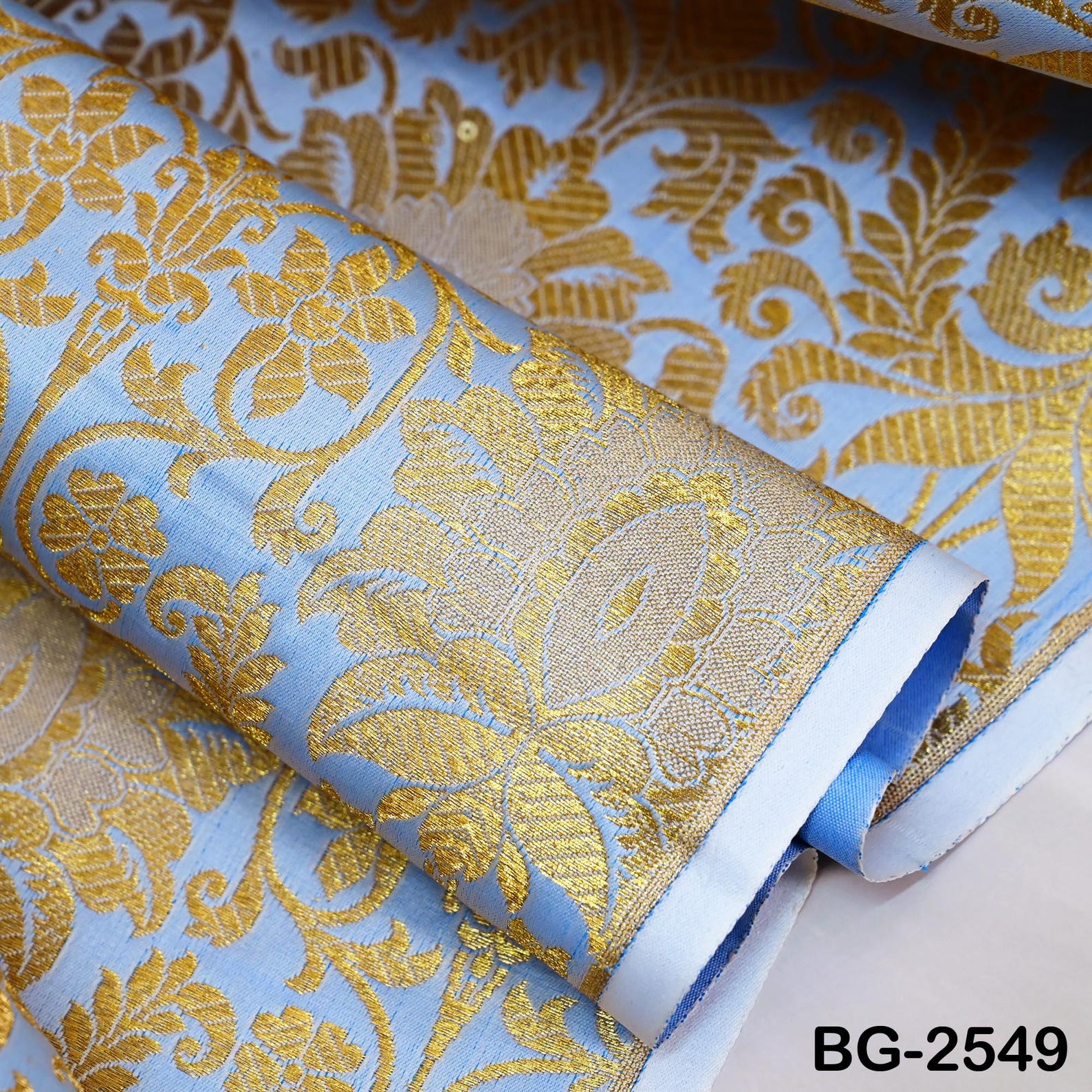 Light Blue Brocade Fabric by Yard Indian Winter Wedding Dress Brides ...