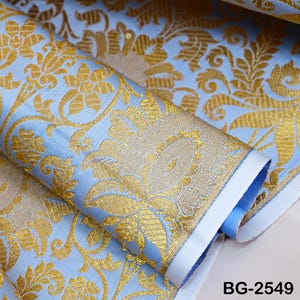 Light Blue Brocade Fabric by Yard Indian Winter Wedding Dress Brides ...