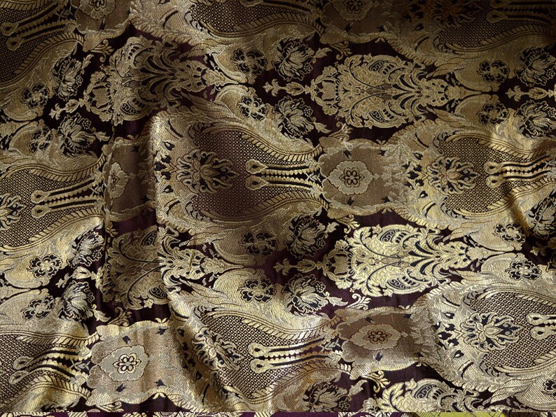 Crafting Wine Color Brocade Fabric by the Yard Jacket Banarasi - Etsy