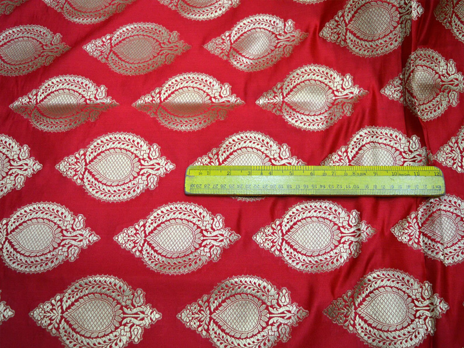 Buy Banarasi Red Brocade Indian Fabric by the Yard Banaras Blended ...