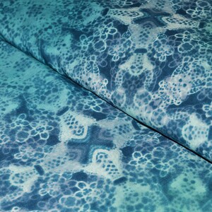 Abstract Print Screen Printed Cotton Fabric in Teal Blue Color High ...