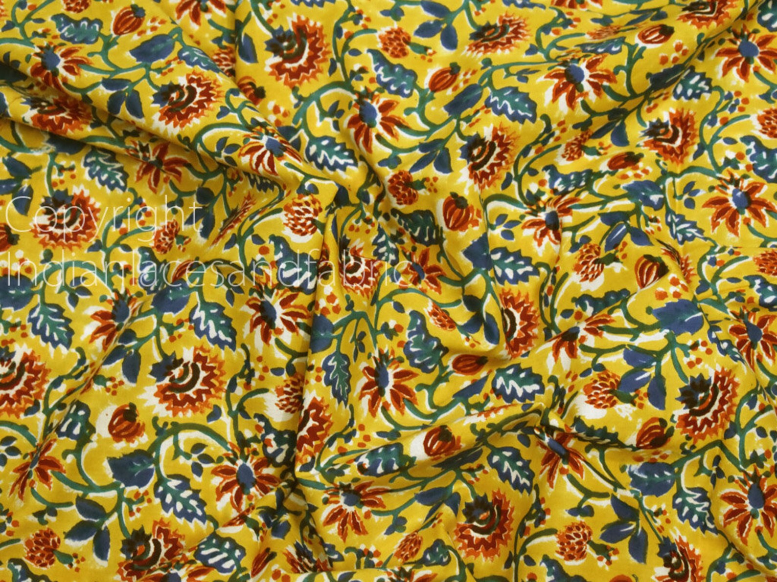 Indian Yellow Block Print Soft Cotton Fabric Hand Stamp - Etsy