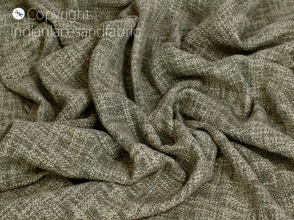 Indian Tweed Fabric Sold by the Yard Grey Woven Wool Blend Textile ...