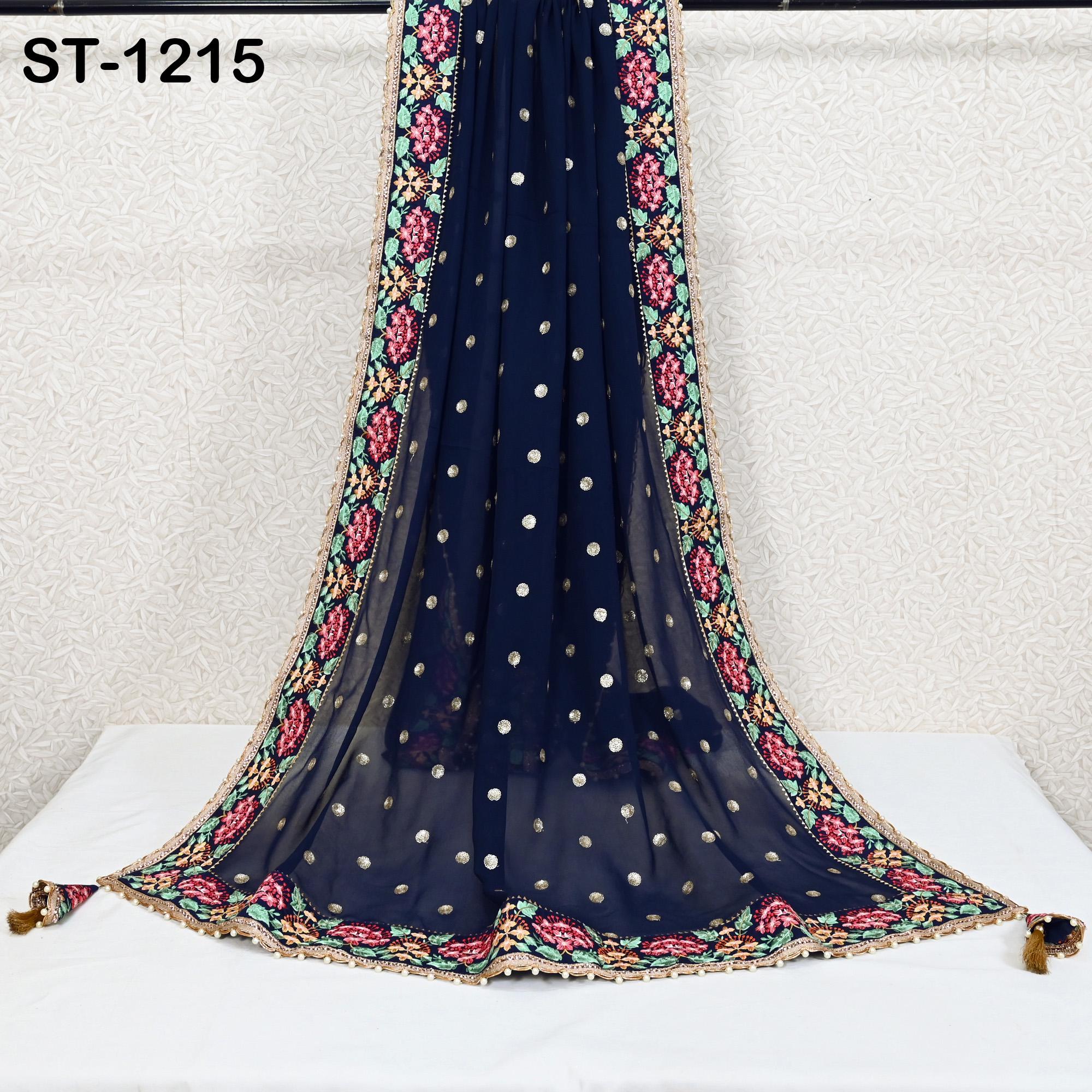 Blue Georgette Designer Dupatta for Women, Bridal Wedding Lehenga ...