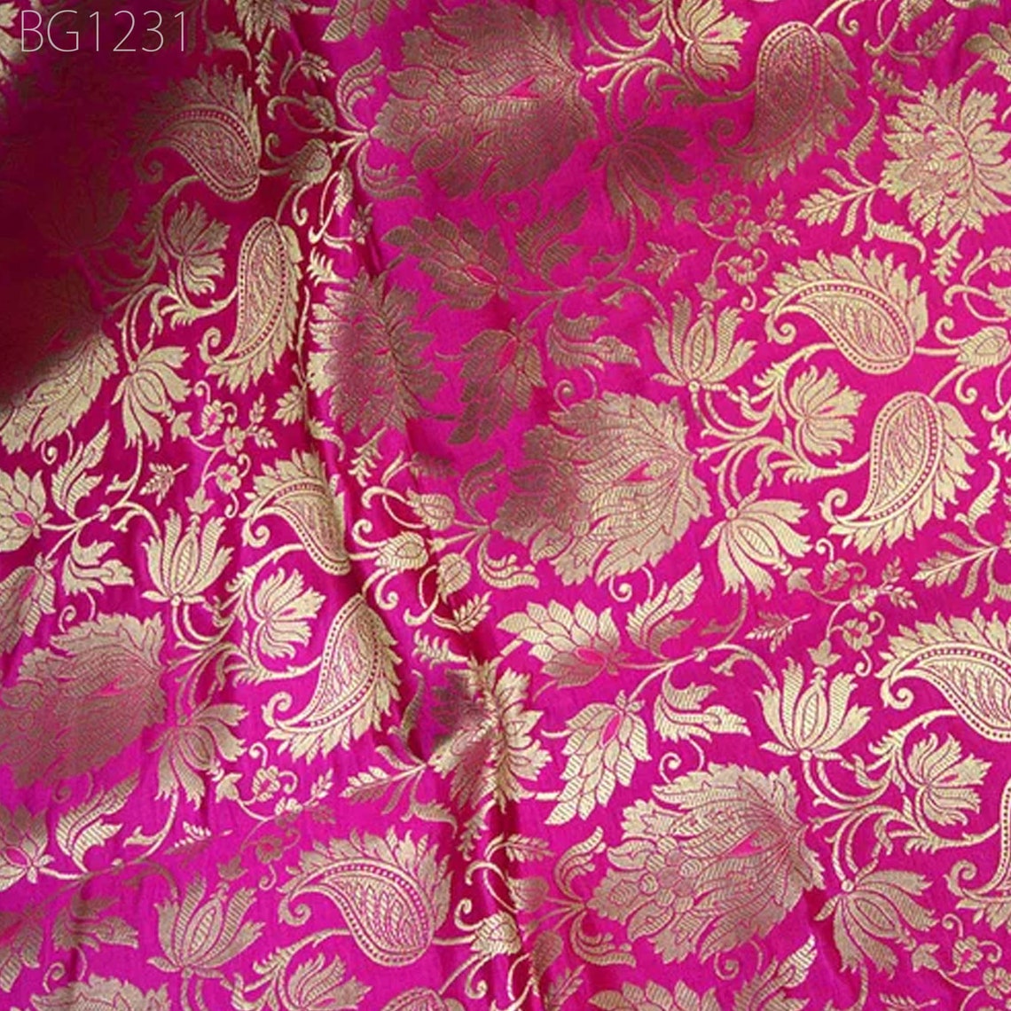 Buy Magenta Indian Brocade Bridesmaid Lehenga Wedding Dresses Fabric by ...