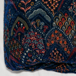Teal Indian Embroidered Velvet Fabric by the Yard Sewing DIY Crafting ...