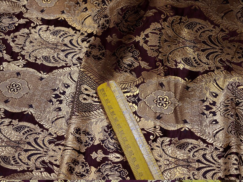 Crafting Wine Color Brocade Fabric by the Yard Jacket Banarasi - Etsy