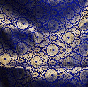 Banarasi Royal Blue Gold Brocade for Bridal Lehenga Wedding - Etsy