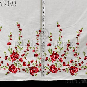 Floral Embroidered Cotton Fabric by the Yard Indian Embroidery Sewing ...