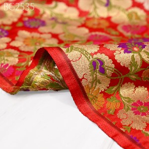 Red Brocade Fabric by the Yard Historic Costumes Indian Banarasi ...