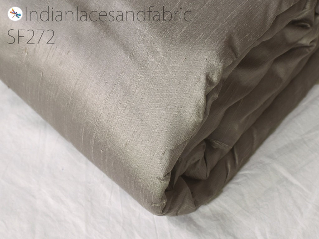 Steel Grey Pure Dupioni Fabric by the yard Indian Raw Silk | Etsy