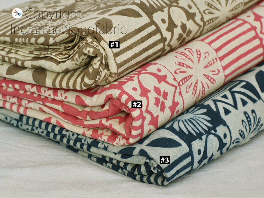 Indian Indigo Blue Block Printed Soft Cotton Fabric by the Yard Women ...