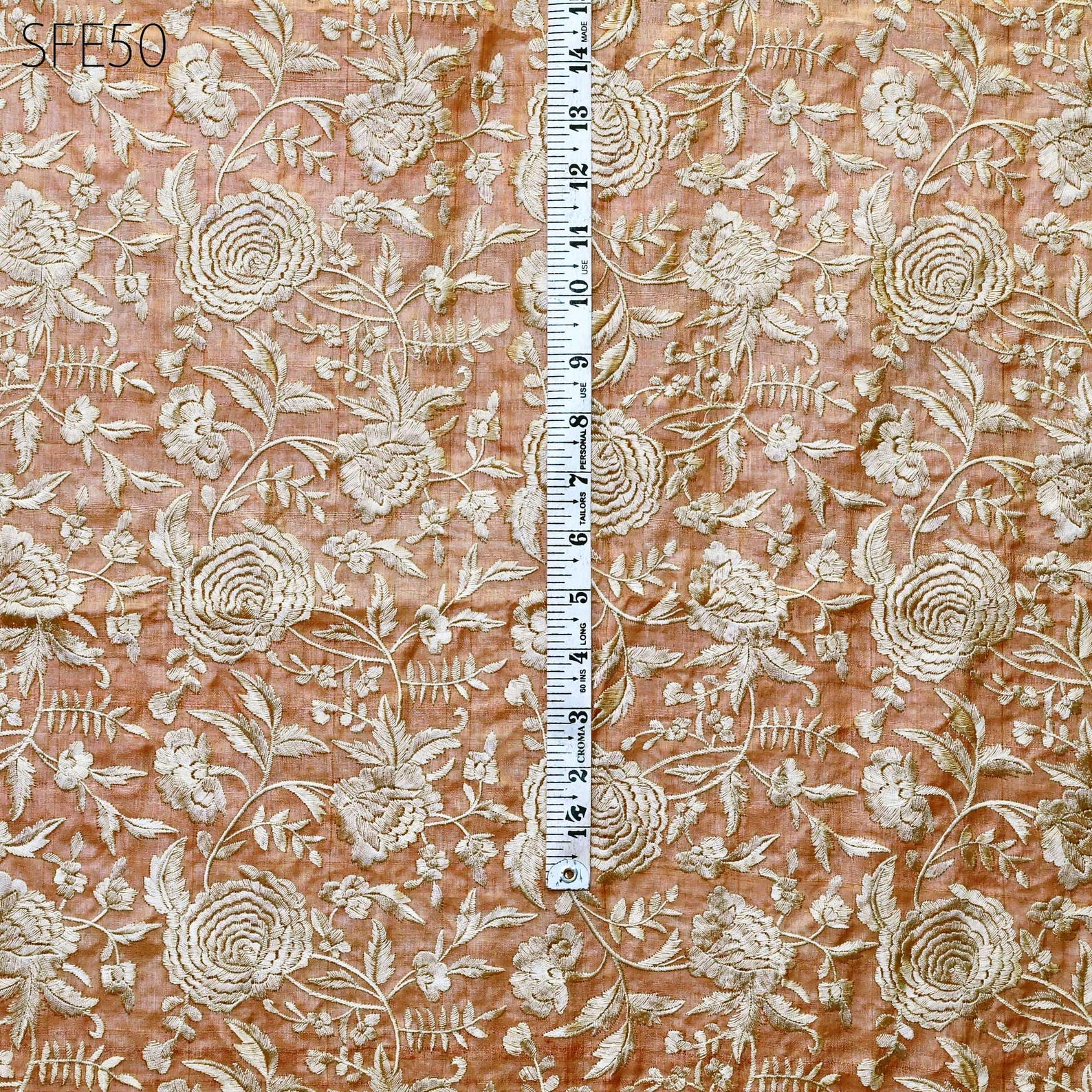 Pure Tussar Silk Embroidered Fabric by the Yard Indian Embroidery Raw ...
