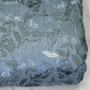 Grey Embroidered Fabric by the Yard Sewing DIY Crafting Indian ...