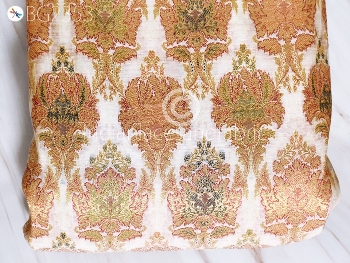 Indian Brocade Fabric by the Yard Banarasi Chanderi Silk - Etsy