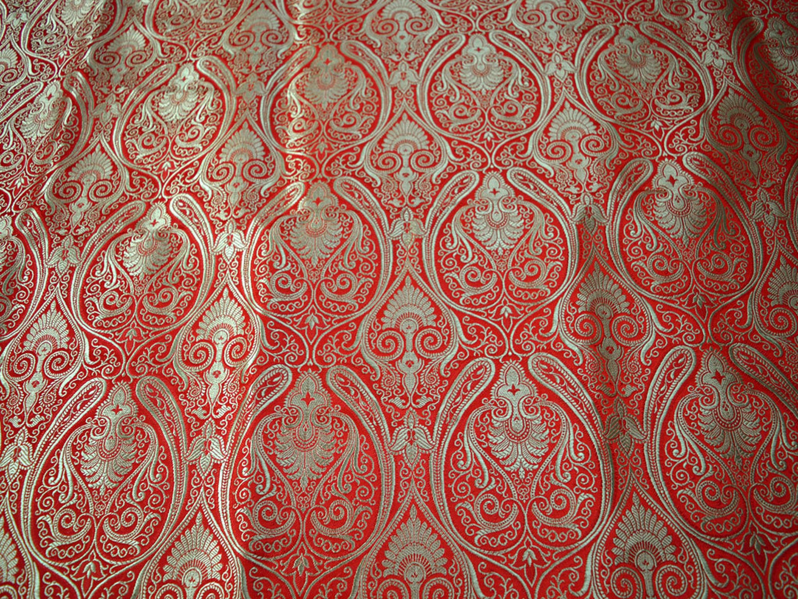 Red Brocade Fabric by the Yard for Wedding Dress Fabric - Etsy