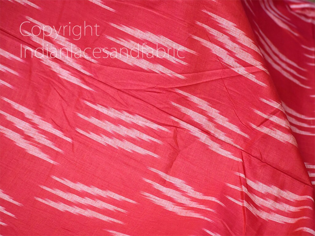 Coral Red Ikat Fabric Yardage Handloom Cotton Sold by Yard - Etsy