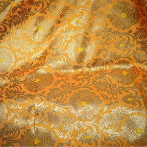 Yellow Brocade Fabric by the Yard Gold Banaras Brocade Fabric Wedding ...