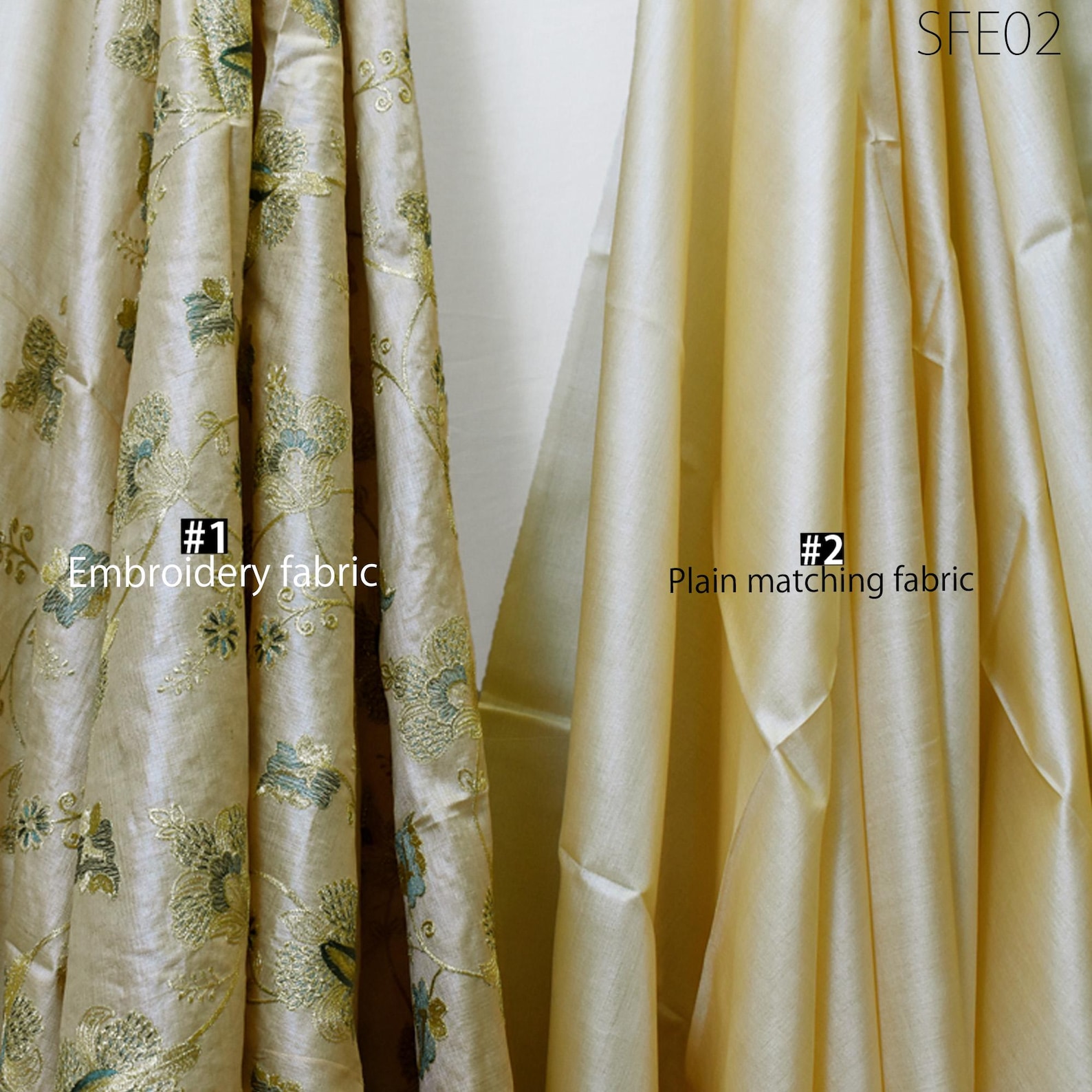 Pure Tussar Silk Embroidered Fabric by the Yard Indian Embroidery Raw ...