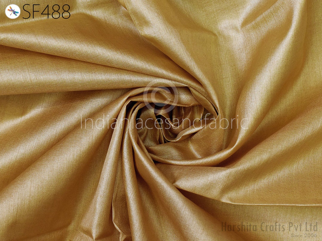 Natural Pure Tussar Silk Fabric by the Yard Indian Plain Raw Silk Wild ...