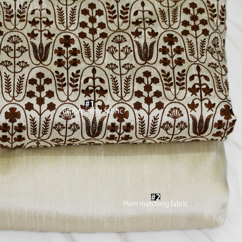 Indian Embroidered Dupioni Fabric by the Yard Sewing Crafting ...