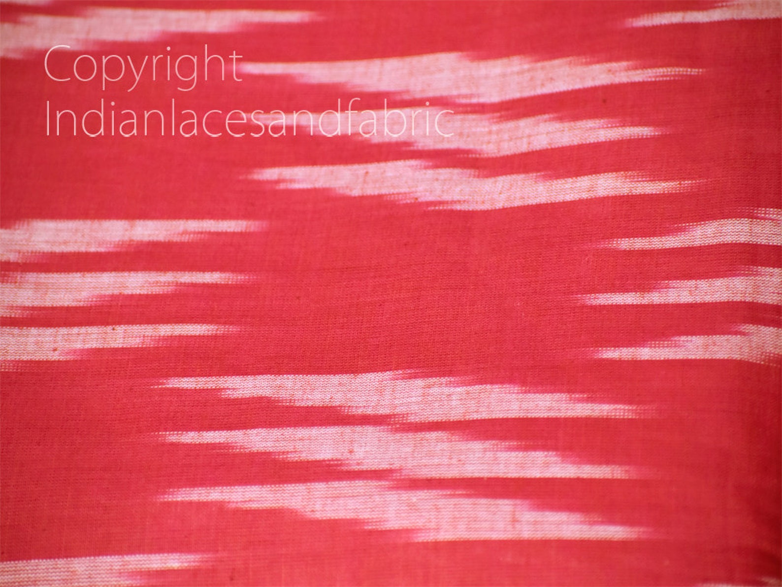 Coral Red Ikat Fabric Yardage Handloom Cotton Sold by Yard | Etsy