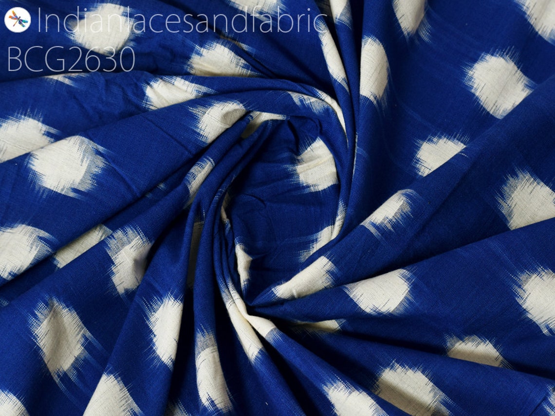 Blue Ikat Fabric Yardage Handloom Upholstery Fabric Cotton - Etsy
