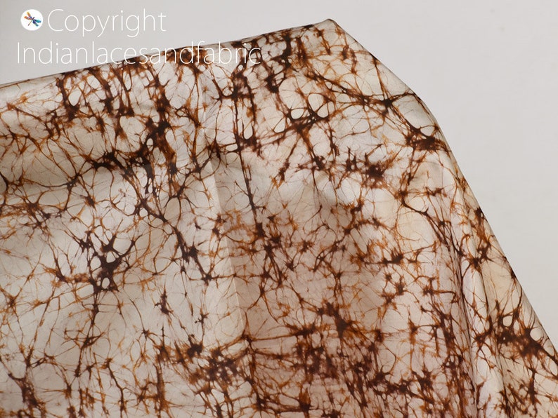 Brown Indian Soft Pure Printed Silk Batik Fabric by the Yard Wedding ...