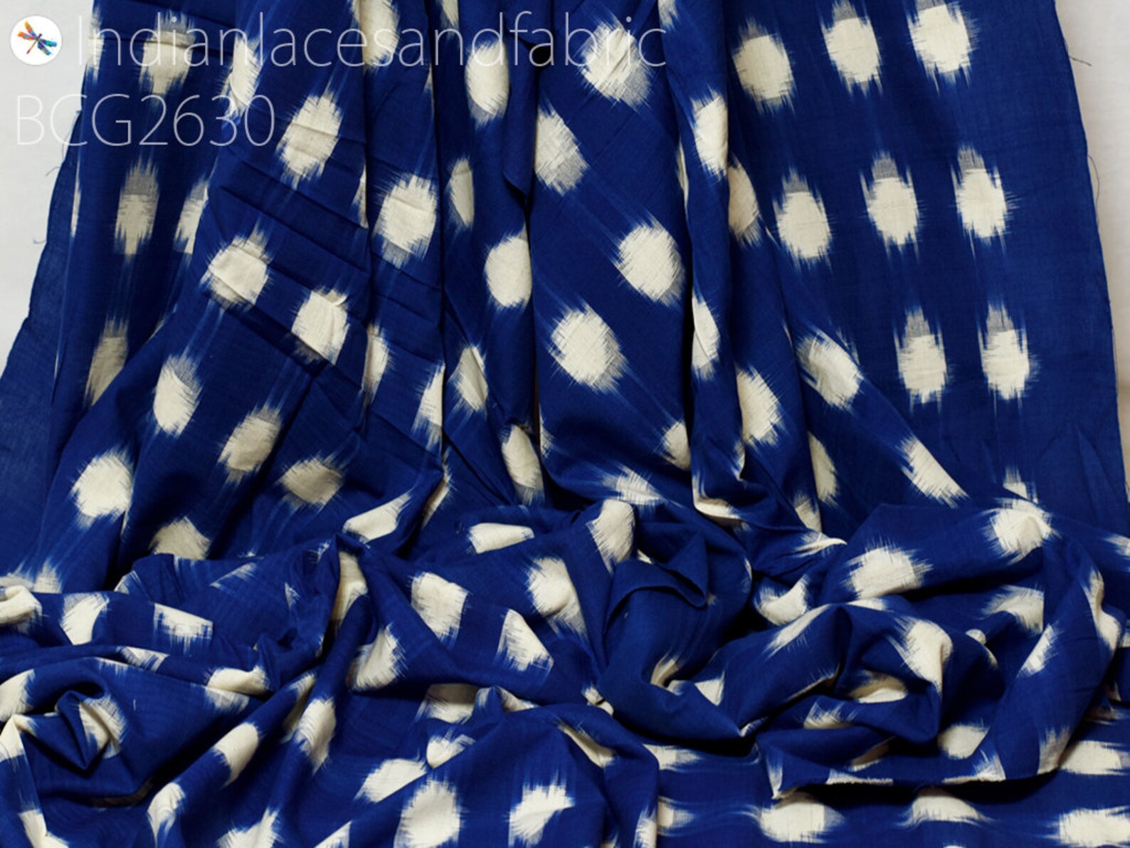 Blue Ikat Fabric Yardage Handloom Upholstery Fabric Cotton - Etsy