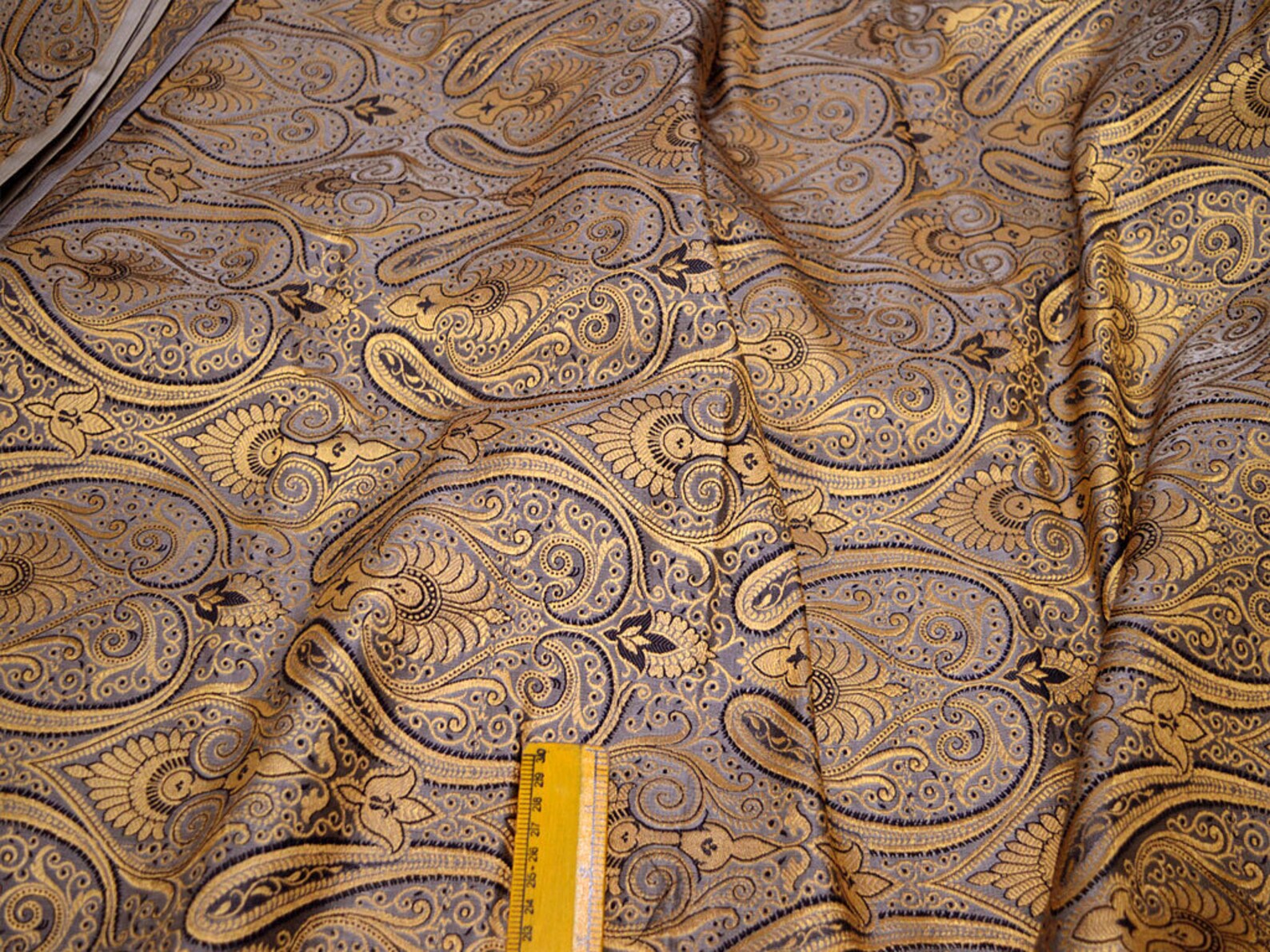 Buy Grey Brocade Fabric by the Yard Benarse Brocade Indian Wedding ...
