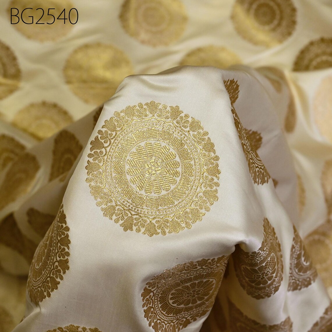 Ivory Brocade Fabric by the Yard Blended Indian Wedding Dresses ...