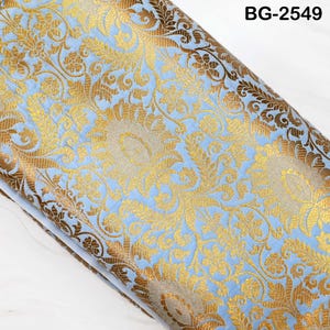 Light Blue Brocade Fabric by Yard Indian Winter Wedding Dress Brides ...