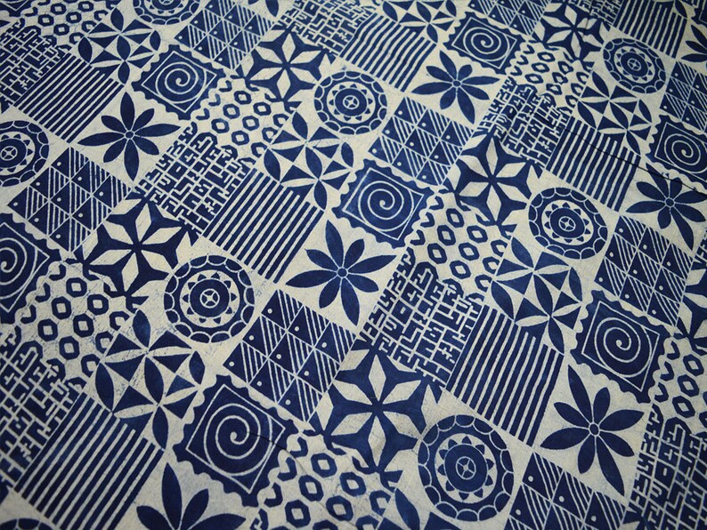 Geometric Indigo Blue Indian Hand Block Printed Quilting | Etsy