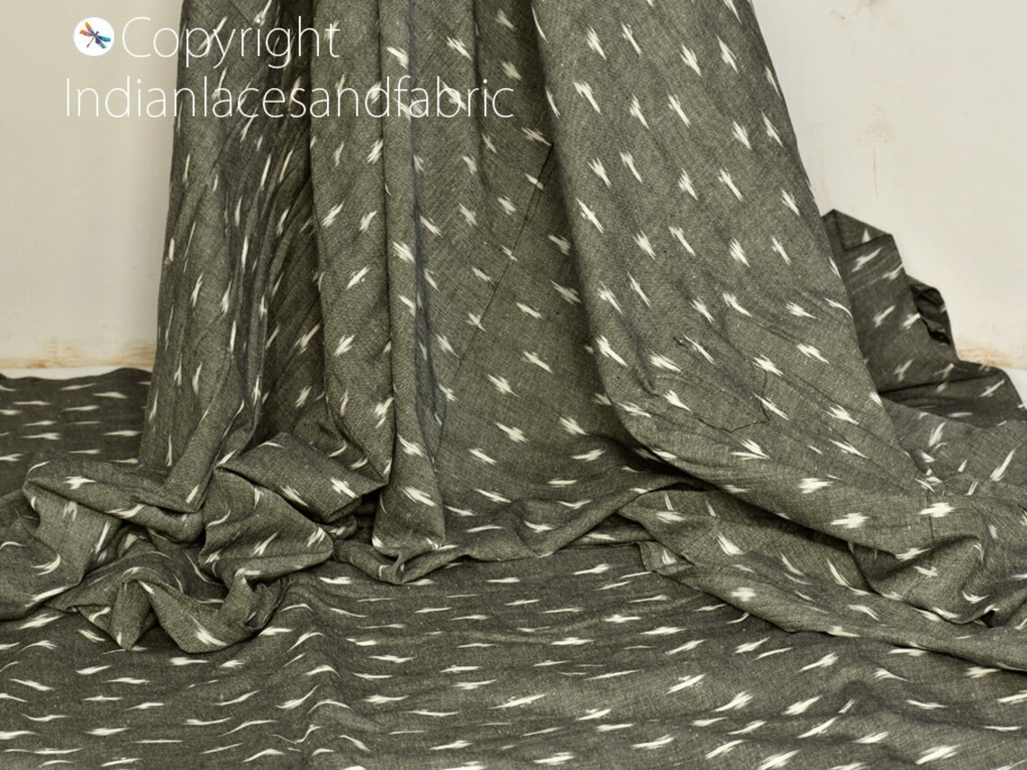 Grey Ikat Fabric by Yard Handloom Ikat Cotton Fabric Homespun - Etsy