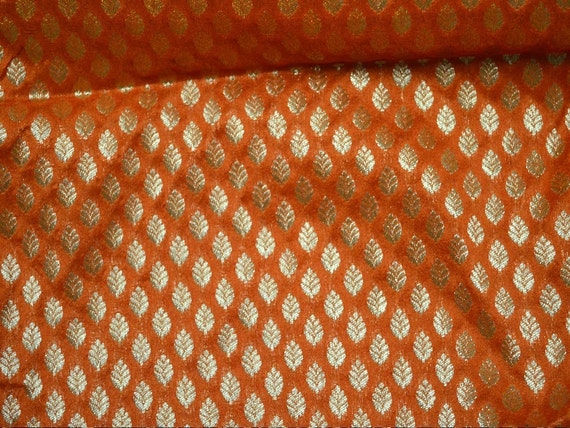 Orange Brocade Fabric by the Yard Crafting Wedding Dress - Etsy India