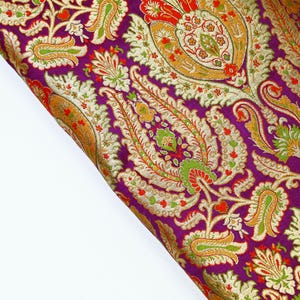 Purple Brocade Fabric by the Yard Historic Costume Indian Banarasi ...