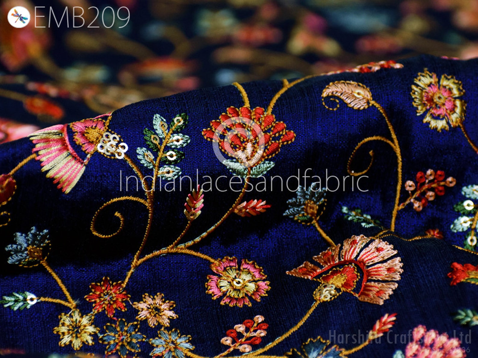 Indian Embroidered Fabric Sewing DIY Crafting Embroidery - Etsy