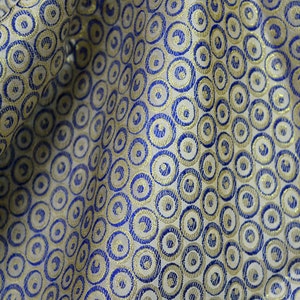 Brocade Fabric by the Yard Beige Blue Gold Brocade Art Silk - Etsy