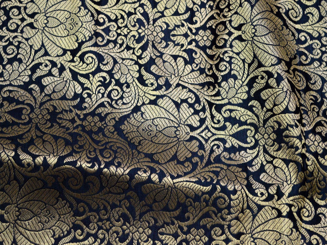 Black Brocade Fabric by the Yard Wedding Dress Fabric Indian - Etsy