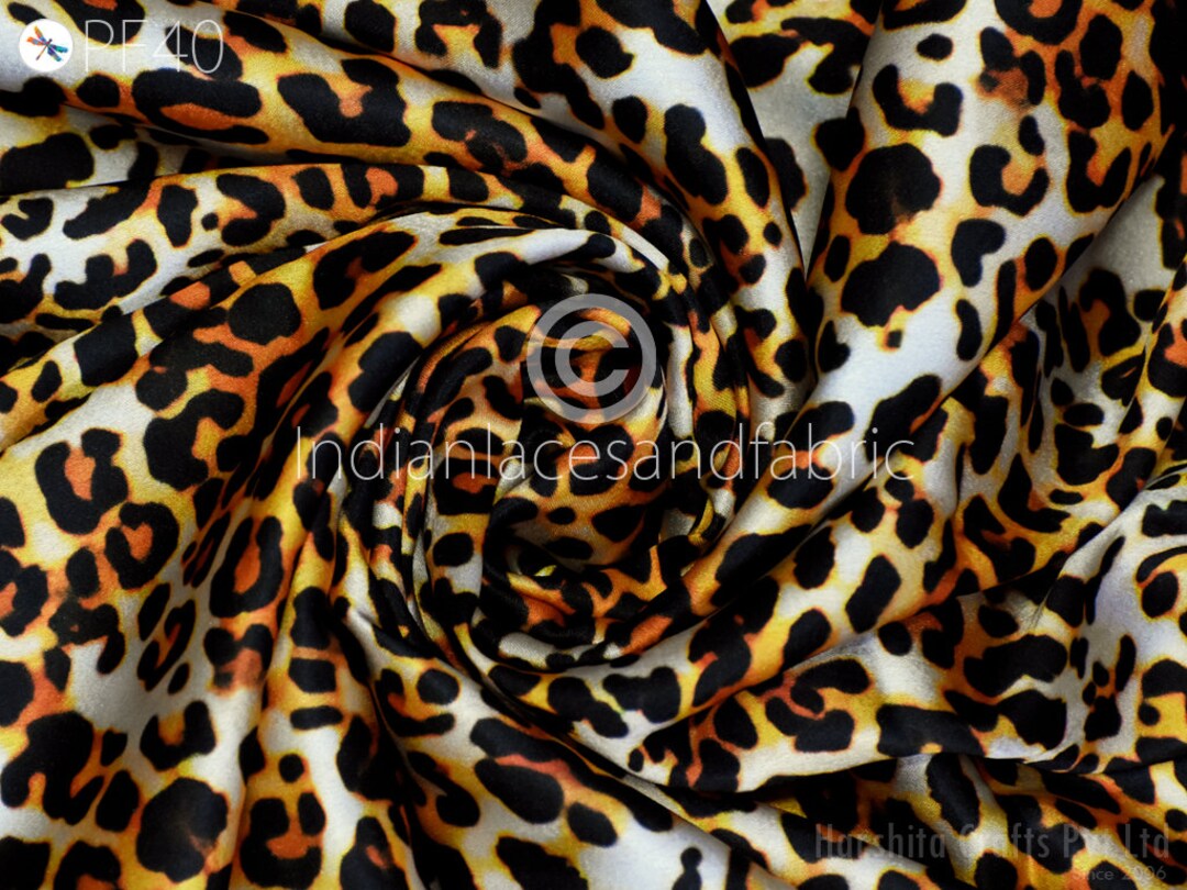 Satin Printed Fabric by Yard Indian Animal Print Soft Flowy Fabric ...