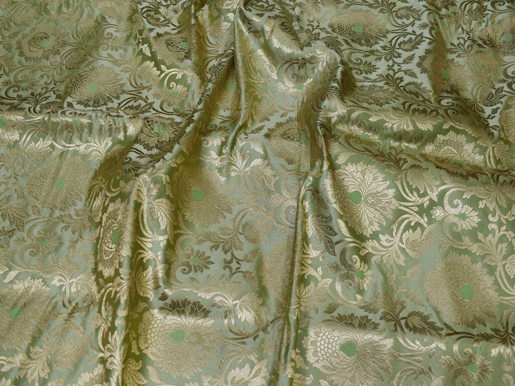 Indian Gold Brocade Fabric Wedding Dress Banarasi Blended | Etsy
