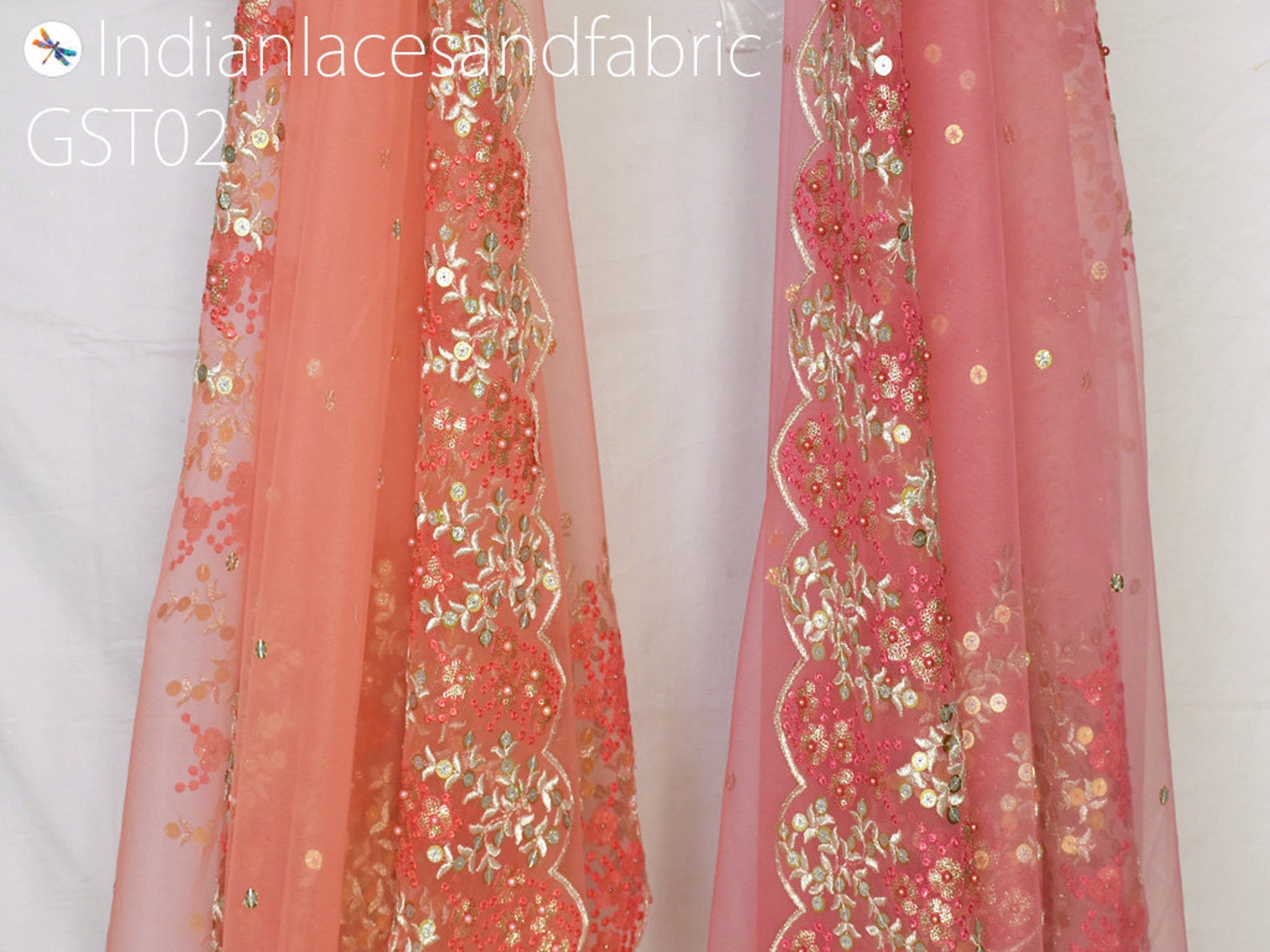 Indian Embroidered Dupatta Long Net Wedding Dupatta Chuni | Etsy