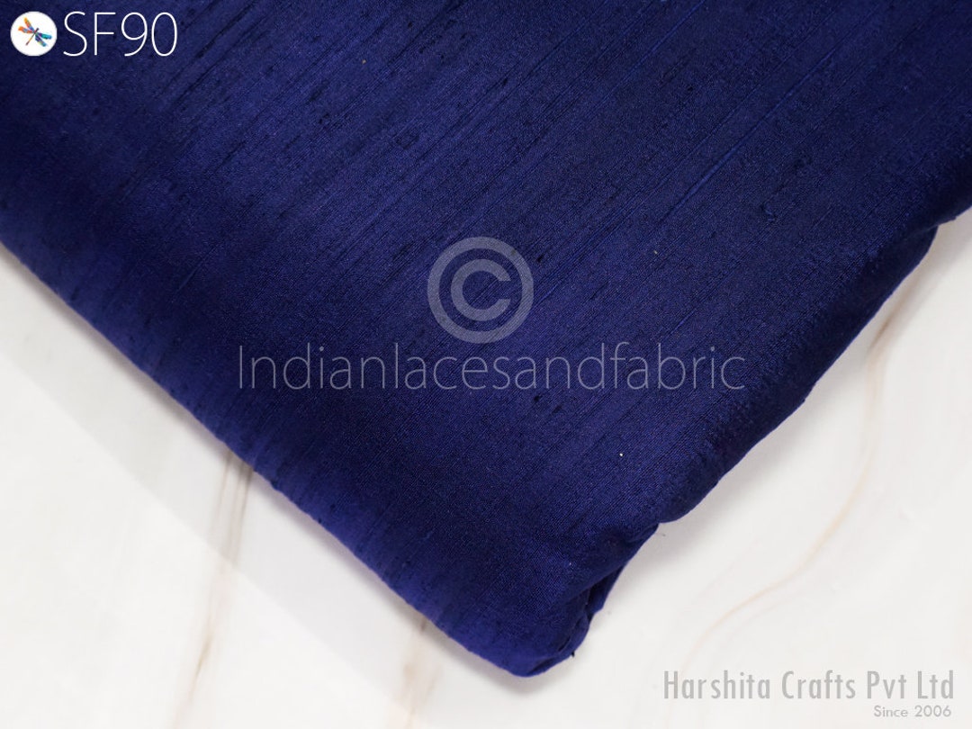 Navy Blue Indian Pure Dupioni Silk Raw Silk Fabric by the Yard - Etsy